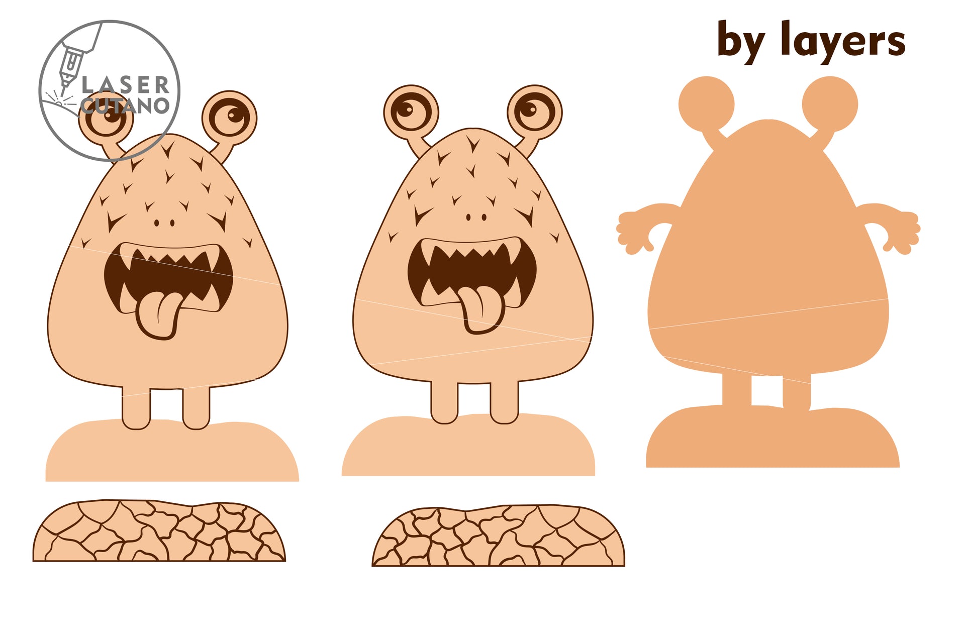 Halloween Monsters table decor 11 set laser cut file