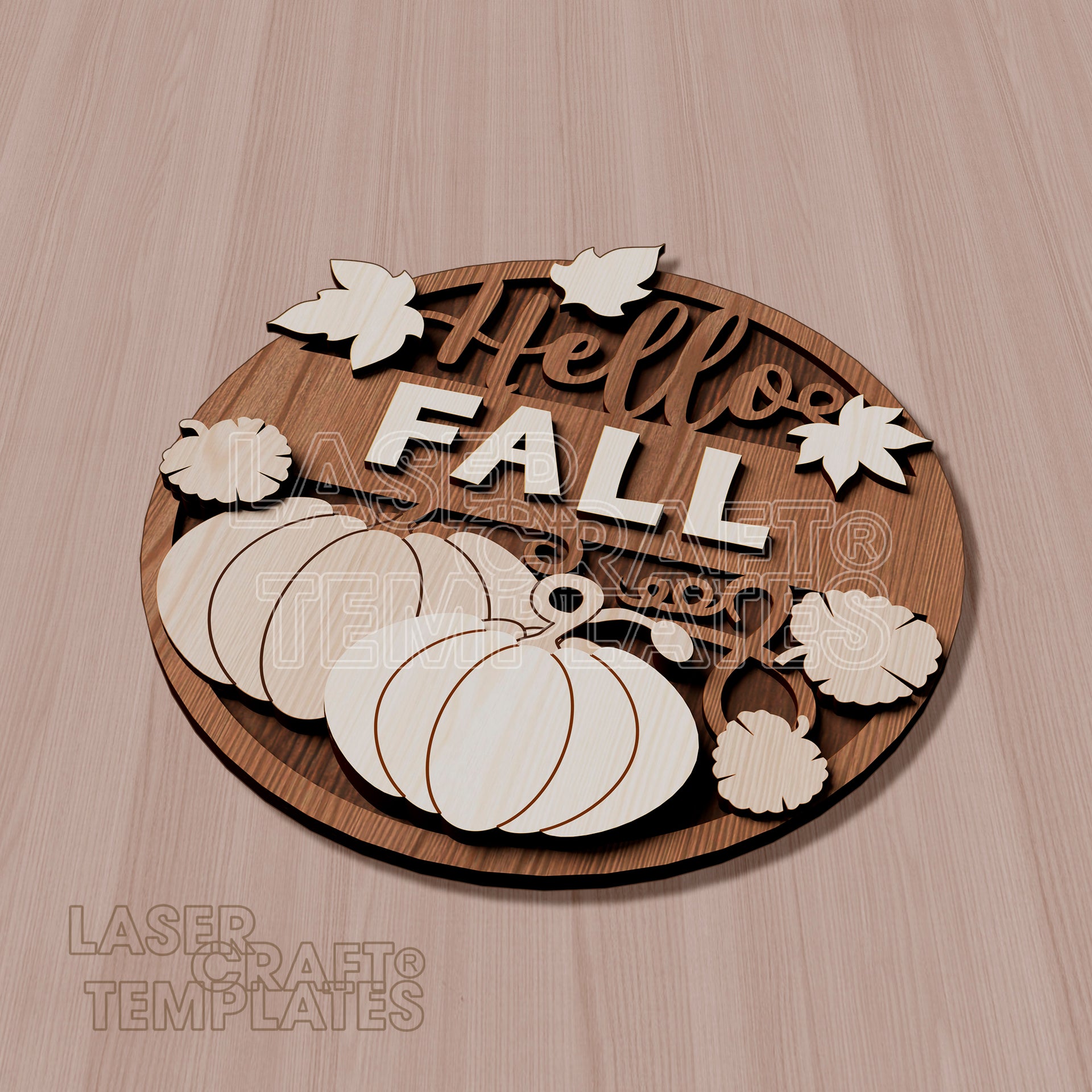 Fall Pumpkin Round Door Hanger 6 Bundle laser cut svg file