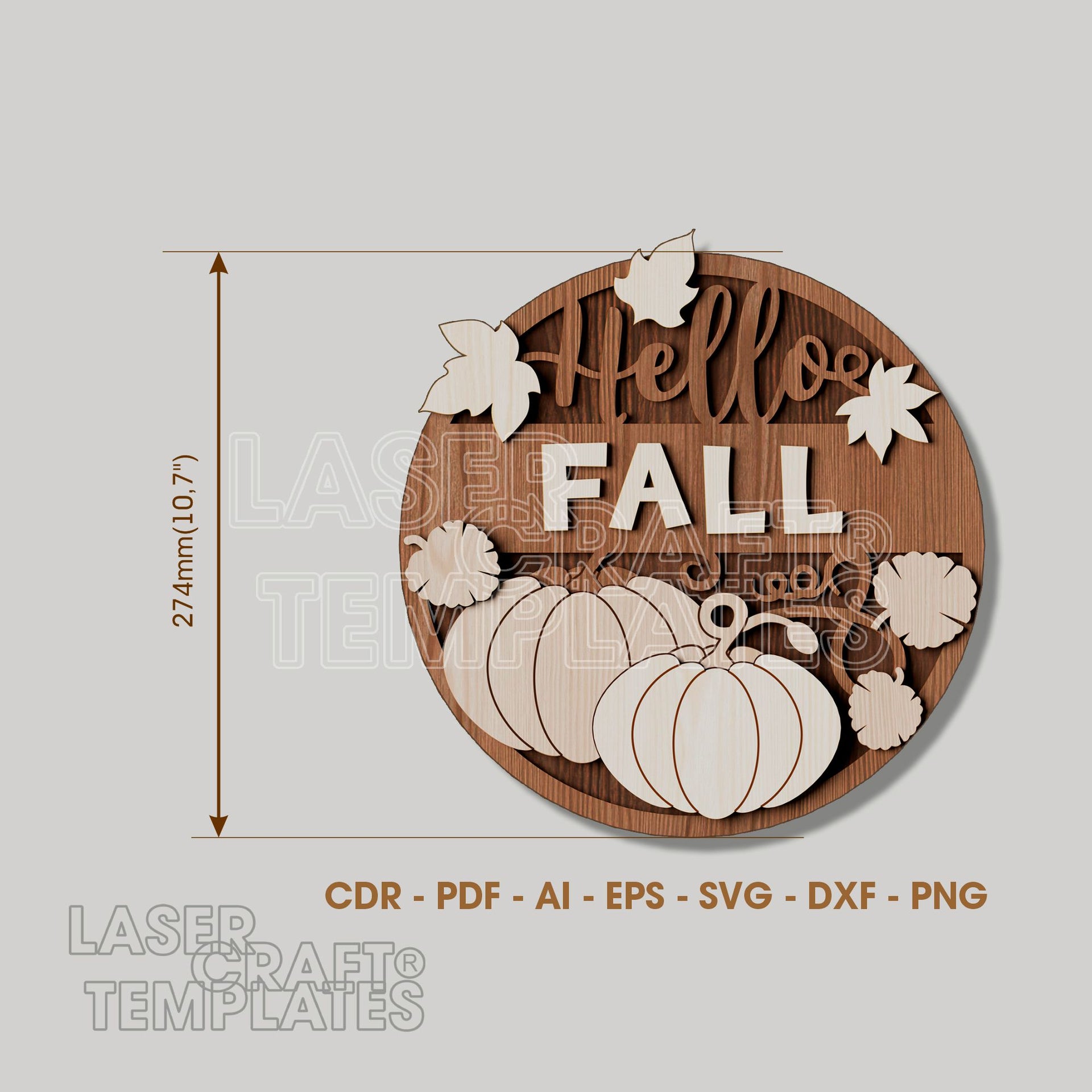 Fall Pumpkin Round Door Hanger 6 Bundle laser cut svg file