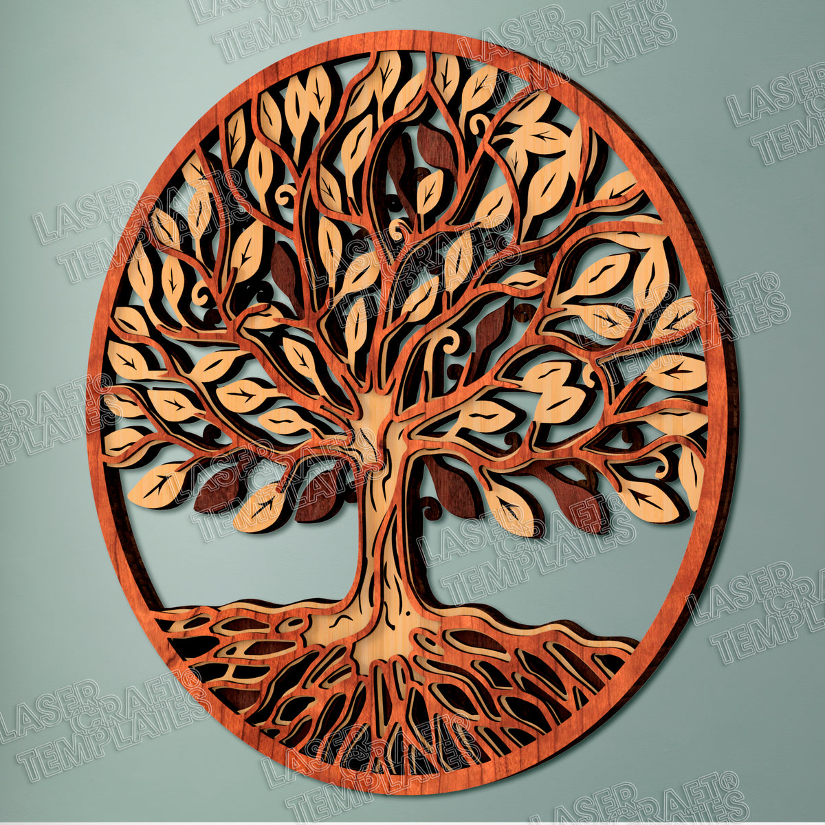 Laser cut layered tree of life wall art svg file
