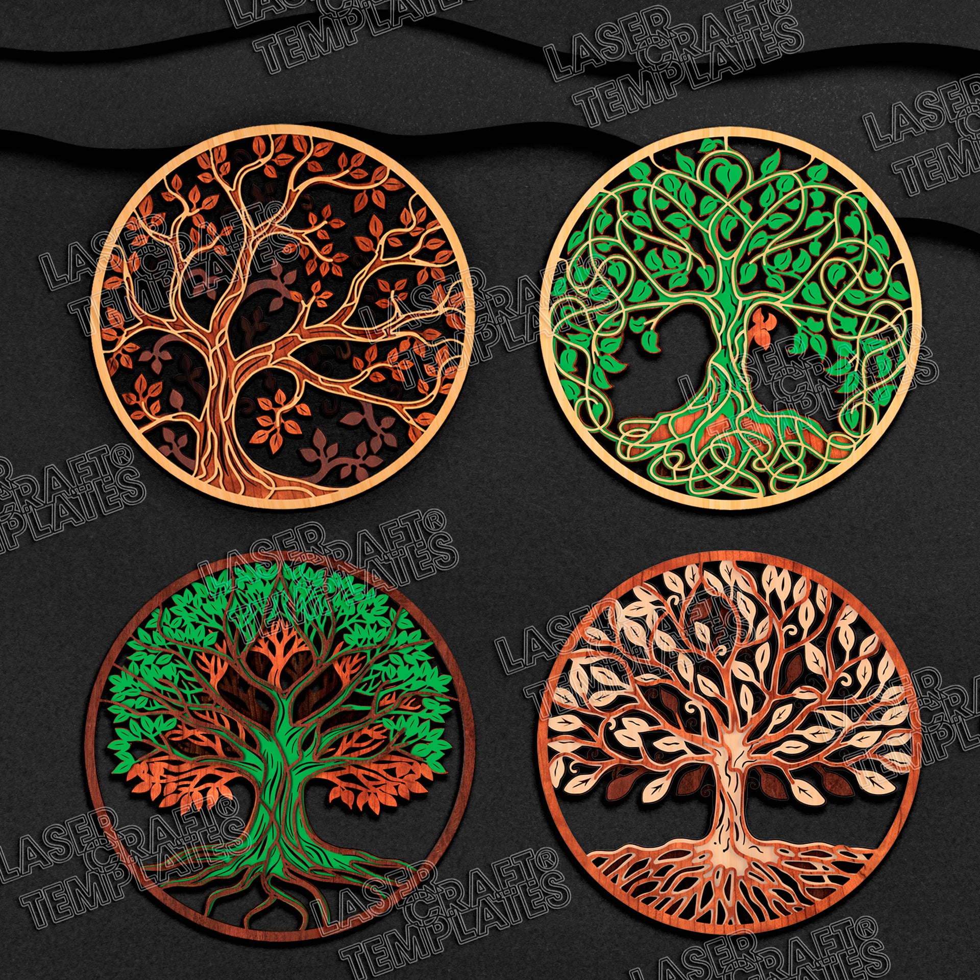 Multilayer tree of life 4 bundle laser cut svg file