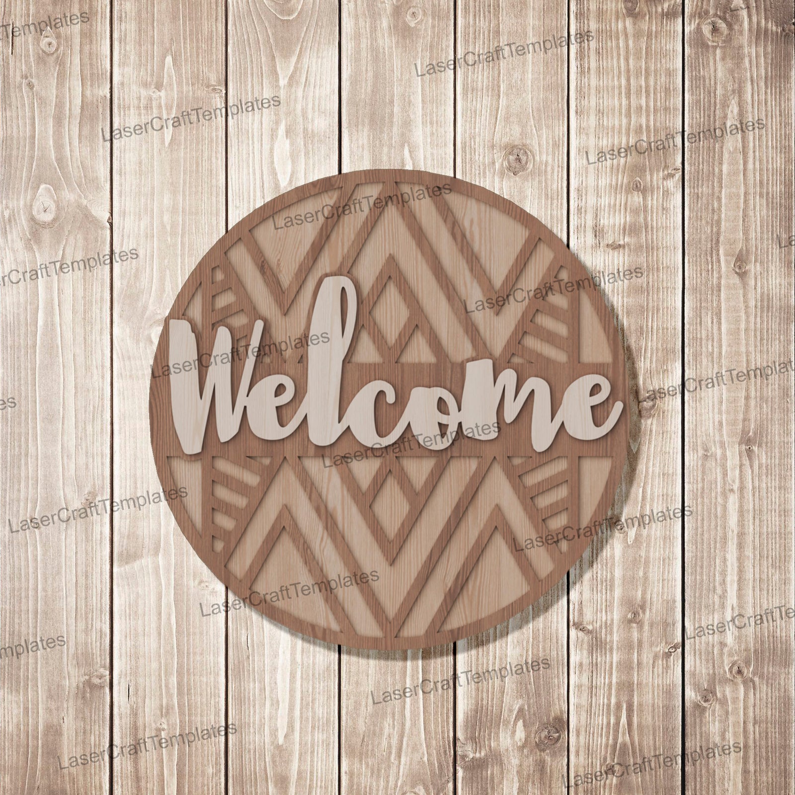 Geometric Door Hanger Welcome Sign laser cut svg file