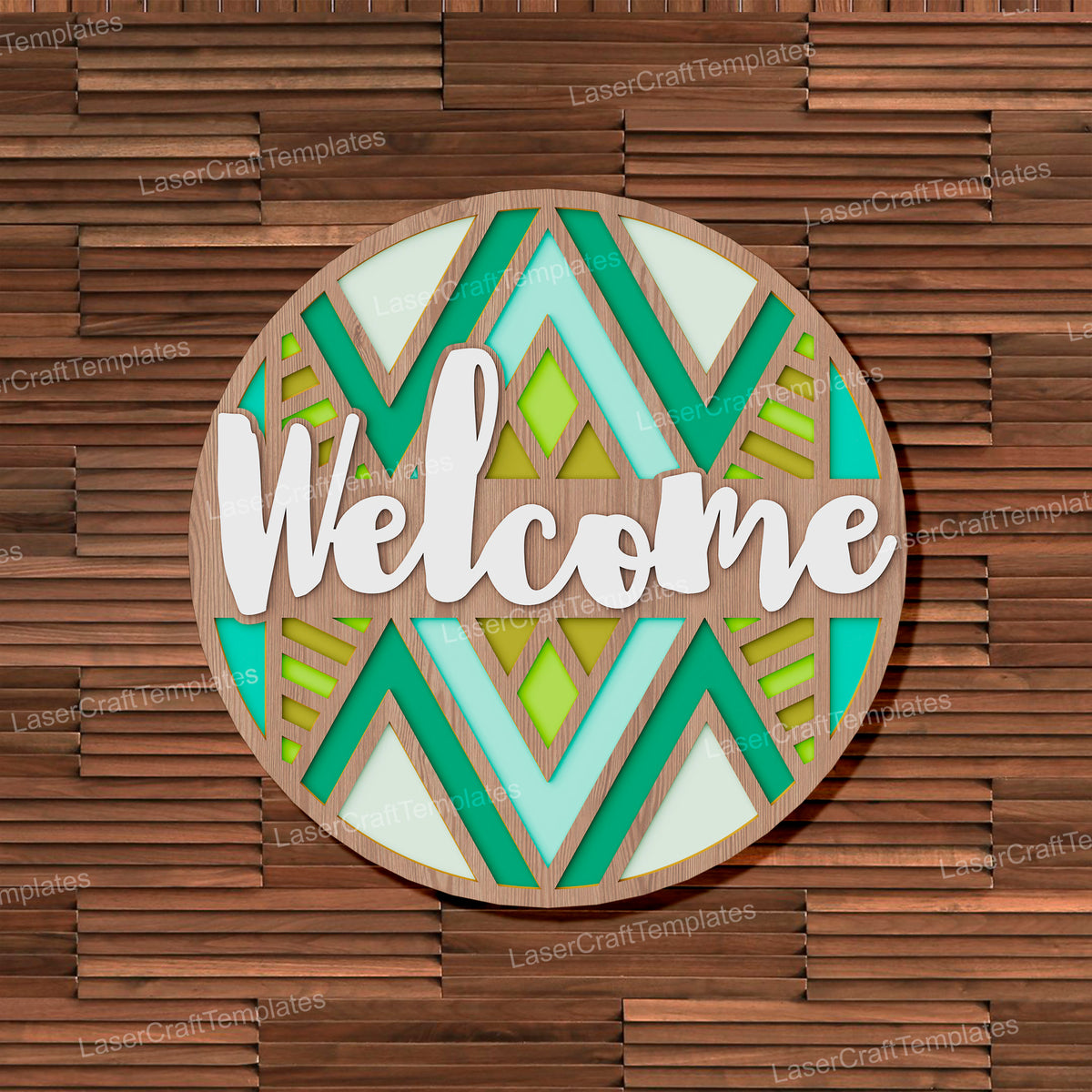 Geometric Door Hanger Welcome Sign laser cut svg file